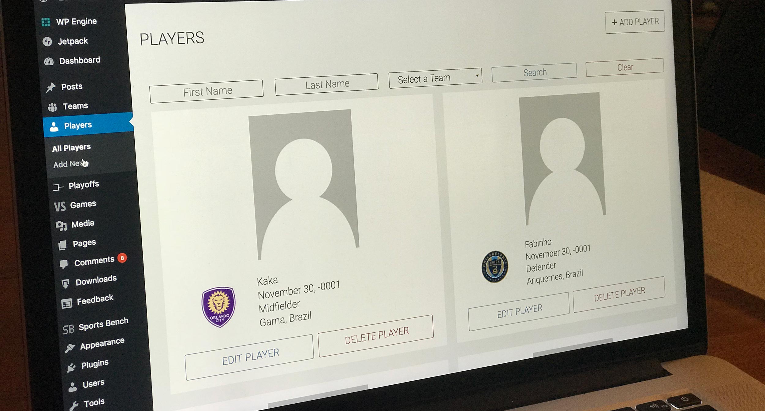 Getting players information with Sports Bench and MySQL - Sports Bench